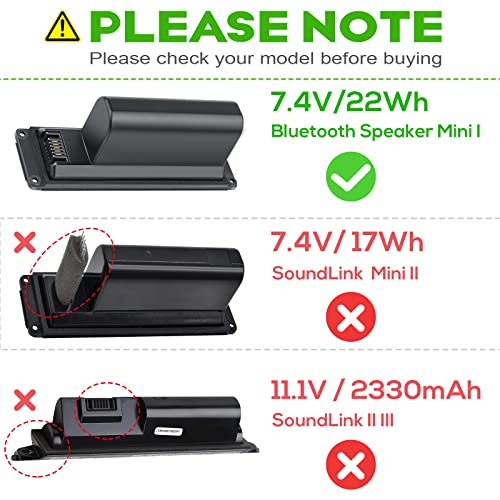 Futurebatt 061384 061385 061386 063287 Battery for Bose SoundLink Bluetooth Speaker Mini One (7.4V/22Wh)