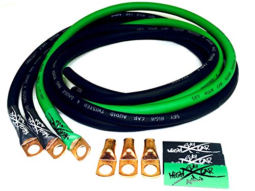 Sky High Oversized 4 Gauge OFC Big 3 Upgrade Green/Black Electrical Wiring Kit