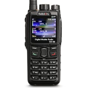 radioddity gd-88 dmr & analog 7w handheld radio, vhf uhf dual band ham two way radio, with gps/aprs, cross-band repeater, sfr, 300k contacts