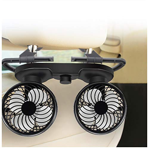 HITOPTY 12V Car Fan, 360 Degree Swivel 2 Speed Electric Backseat Fans for Auto SUV RV Vehicle Boat