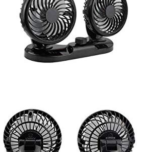 HITOPTY 12V Car Fan, 360 Degree Swivel 2 Speed Electric Backseat Fans for Auto SUV RV Vehicle Boat