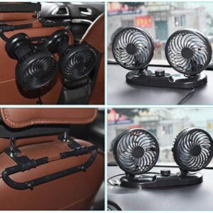 HITOPTY 12V Car Fan, 360 Degree Swivel 2 Speed Electric Backseat Fans for Auto SUV RV Vehicle Boat