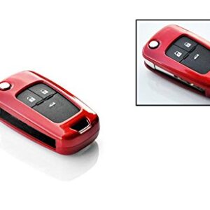 iJDMTOY Exact Fit Glossy Red Smart Key Fob Shell Cover Compatible with Chevy Camaro Cruze Malibu SS Spark Volt, Compatible with GMC Terrain 3 4 5 Buttons Folding Key Fob