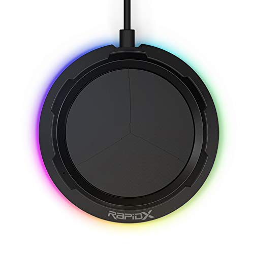 RapidX Prismo RGB Wireless Charger,10W Max Fast Wireless Charging Pad Compatible with iPhone 14/14 Plus/14 Pro/14 Pro Max/13/13 Mini/SE 2022/12/11/X/8,Samsung Galaxy S22/S21/S20,AirPods Pro 2(Black)