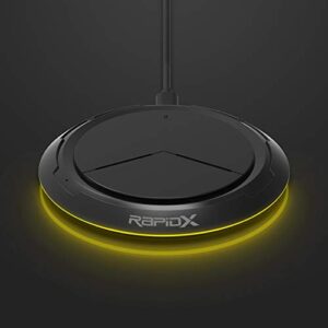 RapidX Prismo RGB Wireless Charger,10W Max Fast Wireless Charging Pad Compatible with iPhone 14/14 Plus/14 Pro/14 Pro Max/13/13 Mini/SE 2022/12/11/X/8,Samsung Galaxy S22/S21/S20,AirPods Pro 2(Black)