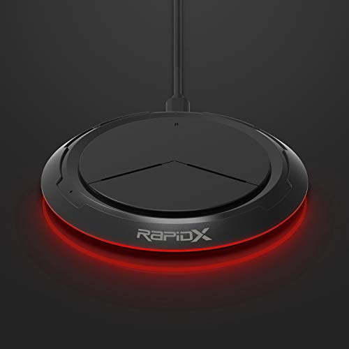 RapidX Prismo RGB Wireless Charger,10W Max Fast Wireless Charging Pad Compatible with iPhone 14/14 Plus/14 Pro/14 Pro Max/13/13 Mini/SE 2022/12/11/X/8,Samsung Galaxy S22/S21/S20,AirPods Pro 2(Black)