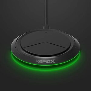 RapidX Prismo RGB Wireless Charger,10W Max Fast Wireless Charging Pad Compatible with iPhone 14/14 Plus/14 Pro/14 Pro Max/13/13 Mini/SE 2022/12/11/X/8,Samsung Galaxy S22/S21/S20,AirPods Pro 2(Black)