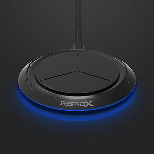 RapidX Prismo RGB Wireless Charger,10W Max Fast Wireless Charging Pad Compatible with iPhone 14/14 Plus/14 Pro/14 Pro Max/13/13 Mini/SE 2022/12/11/X/8,Samsung Galaxy S22/S21/S20,AirPods Pro 2(Black)