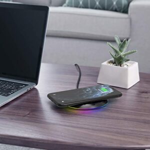 RapidX Prismo RGB Wireless Charger,10W Max Fast Wireless Charging Pad Compatible with iPhone 14/14 Plus/14 Pro/14 Pro Max/13/13 Mini/SE 2022/12/11/X/8,Samsung Galaxy S22/S21/S20,AirPods Pro 2(Black)