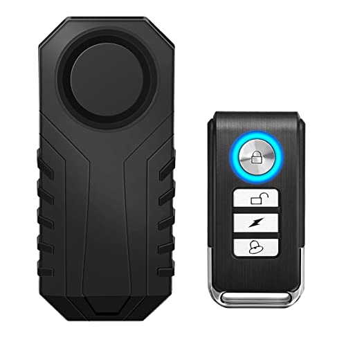 Vibration Sensing Bike Alarm with Remote, 113db Loud Bicycle Alarm System Anti Theft, Wireless Motorcycle Alarm for Electric Bike Tricycle Mobility Scooter Vehicles Ebike for Cycling Security