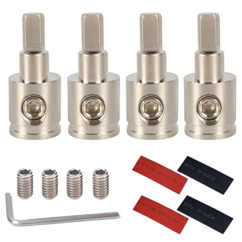 IQIHUI 4PCS Amp Input Reducer 0 Gauge to 4 Gauge Wire Reducer Power/Ground GA adapters Nickel Plated Brass