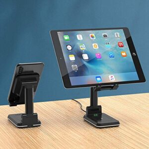 Wireless Charging Phone Stand, 2 in 1 Foldable Desktop Cell Phone Tablet Stand,10W Max Qi-Enabled Wireless Charging Multi-Angle Adjustable Metal Phone Holder for iPhone 13/12/11//Pro/XR/XS/8,AirPods