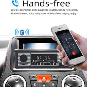 FYPLAY Classic Bluetooth Car Stereo , FM Radio Receiver, Hands-Free Calling, Built-in Microphone, USB/SD/AUX Port, Support MP3/WMA/WAV, Dual Knob Audio Car Multimedia Player, Remote Control