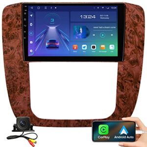 9 inch car stereo radio for gmc yukon chevrolet chevy tahoe suburban 2007-2012,5g wifi 8 core (2g ram 32g rom)built in apple carplay andriod auto,android 10.0 48eq airplay backup 1080p swc (mahogany)