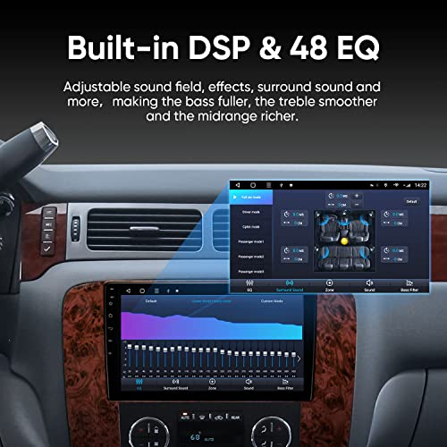 9 Inch Car Stereo Radio for GMC Yukon Chevrolet Chevy Tahoe Suburban 2007-2012,5G WiFi 8 Core (2G Ram 32G Rom)Built in Apple CarPlay Andriod Auto,Android 10.0 48EQ Airplay Backup 1080P SWC (Mahogany)