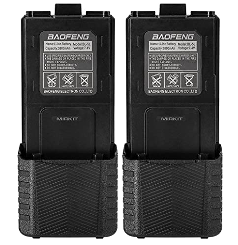 BAOFENG 2X Replacement Battery 7.4V 3800mAh for Walkie Talkies UV5 BF-F8HP UV-5R MK4 MK5 UV5Rush Plus UV-5RTP BF-F8+ Mirkit Edition