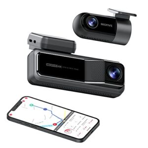 miofive front and rear dash camera, 4k + 2k dual dash cam with 5g wifi, gps, speed, 2160 uhd recorder, built-in 128g emmc storage, night vision, motion detection, g sensor powered by super capacitor