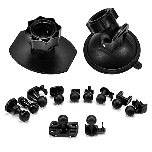 Wikkiv Suction Cup Mount Holder Dash Cam Mount Glue Double-Sided Adhesive Mount, Come with 10+ Swivel Ball Adapters Compatible with Rexing V1, Z-Edge, Old Shark, YI, UGSHD and Most Dash Cameras