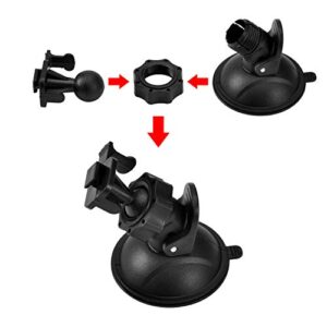 Wikkiv Suction Cup Mount Holder Dash Cam Mount Glue Double-Sided Adhesive Mount, Come with 10+ Swivel Ball Adapters Compatible with Rexing V1, Z-Edge, Old Shark, YI, UGSHD and Most Dash Cameras