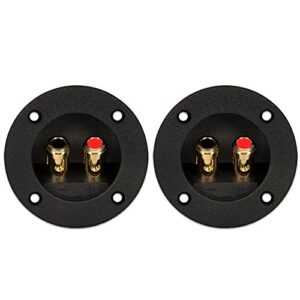 goldwood sound speaker box terminal cups 2 round power speaker terminal plates black (rgt-5050-2)