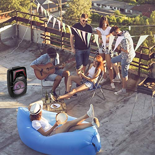 Shinco Portable PA Speaker System, Powerful Bluetooth Speaker with Wireless Microphone, 8 inch Subwoofer, Balanced Sound, Great for Outdoor Party