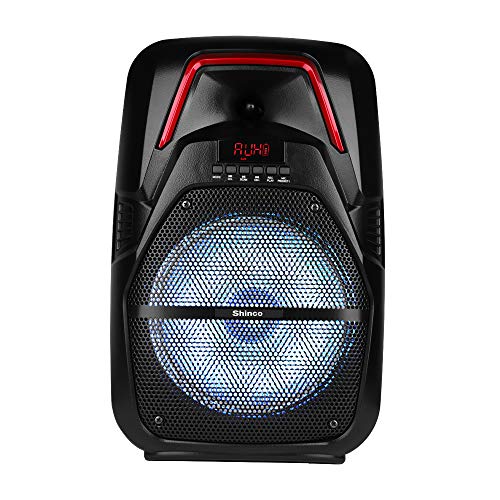 Shinco Portable PA Speaker System, Powerful Bluetooth Speaker with Wireless Microphone, 8 inch Subwoofer, Balanced Sound, Great for Outdoor Party