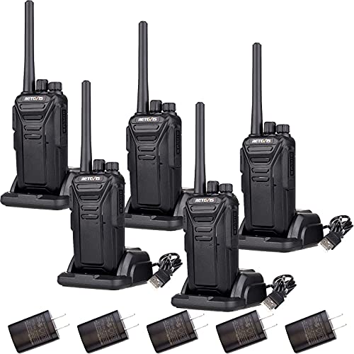 Retevis RT27 Walkie Talkies for Adults,Rugged 2 Way Radio Rechargeable,VOX Hands Free Emergency Alert Heavy Duty,Portable FRS Two-way Radios,for Healthcare,Education,Government(5 Pack)