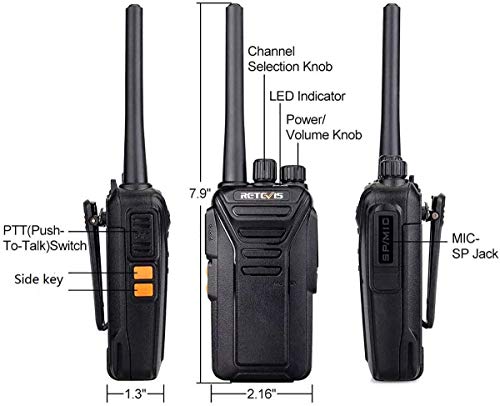 Retevis RT27 Walkie Talkies for Adults,Rugged 2 Way Radio Rechargeable,VOX Hands Free Emergency Alert Heavy Duty,Portable FRS Two-way Radios,for Healthcare,Education,Government(5 Pack)