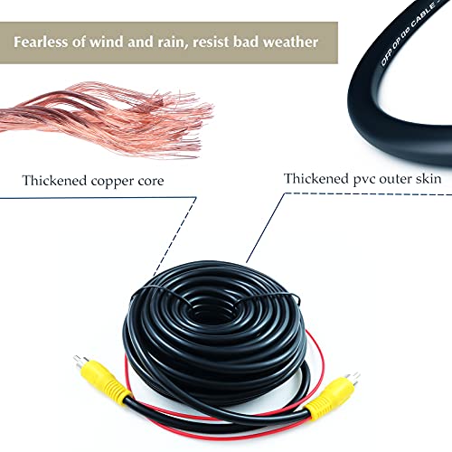 Collyon Upgraded Version Thickened 50FTRCA Video Cable, RCA Male to Male Plug Car Reverse Reversing Rear View Parking Backup Camera Video Audio Extension Cable with Detection Trigger Wire