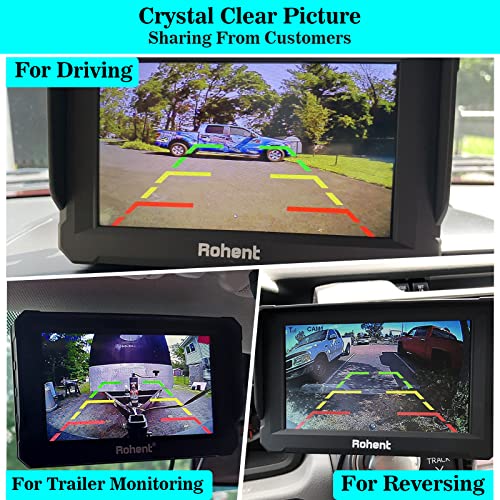 Rohent R3 HD 1080P Digital Wireless Backup Camera with 5'' Monitor License Plate Hitch Rear View Camera System for Cars,Trucks,Campers IP69 Waterproof Front /Rear View Switchable 8 IR Night Vision