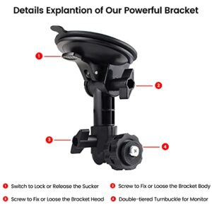 GreenYi Vehicle Windshield Suction Cup Bracket for 7Inch 9 Inch Display Monitor, Super Powerful Mount Holder for Most Sizes of Monitors in Backup Monitoring System