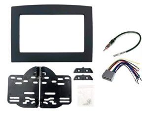 black radio stereo double din dash install kit w/wiring harness compatible with dodge ram 2006-2010