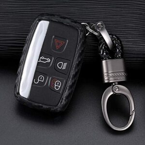 royalfox(tm) 5 buttons silicone carbon fiber smart remote key fob case cover for land rover defender discovery sport lr2 lr3 lr4 range rover sport evoque and jaguar xf xj xjl xe f-pace (carbon fiber)