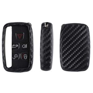 Royalfox(TM) 5 buttons silicone carbon fiber smart remote Key Fob case Cover For Land Rover Defender Discovery Sport LR2 LR3 LR4 Range Rover Sport EVOQUE and Jaguar XF XJ XJL XE F-PACE (carbon fiber)