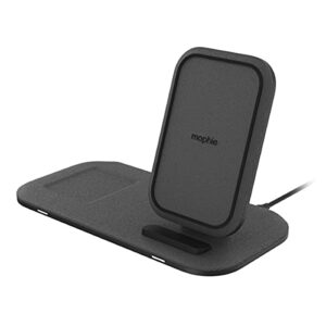 mophie wireless charging stand+ wireless charging stand and pad with usb-a port. for airpods, apple watch, iphone, samsung galaxy, qi-enabled devices