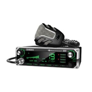 uniden bearcat 880 cb radio with 40 channels and large easy-to-read 7-color lcd display with backlighting, backlit control knobs/buttons, noaa weather alert, pa/cb switch, and wireless mic compatible