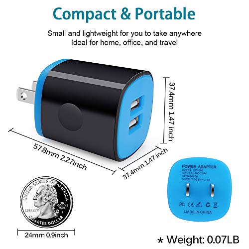 Android Charger Fast Charging Micro USB Cable, 6FT Nylon Micro Cord Wall Charger Block, AbcPow 2.1A Power Adapter with Phone Cord Compatible for Samsung Galaxy S7 S6 J7 J3 Note 5, LG G4 Motorola, HTC