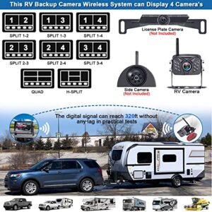 Rohent RV Backup Camera Wireless HD1080P 2 Cameras with 7 Inch Touch Key DVR Monitor Stable Digital Signals Rear View Camera System IP69K Waterproof Pigtail Wire Adapter for Furrion Pre-Wired RVs R8