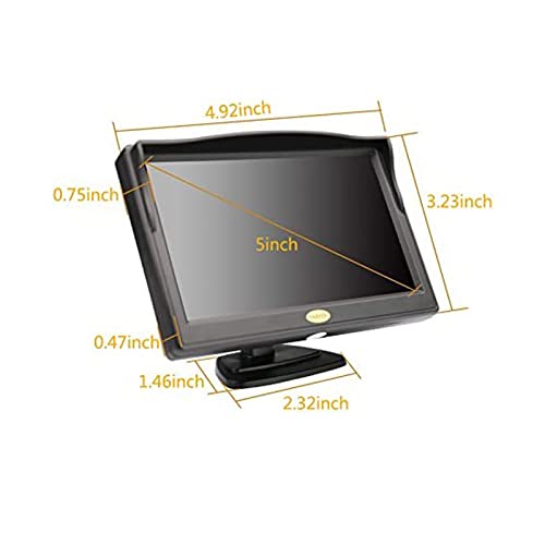 5 Inch TFT LCD Monitor Screen Display for Parking Rear View Backup Camera with 2 Optional Bracket(Suckers Mount and Normal Adhesive Stand), Camera not Included, Monitor Only,Support 9-36V