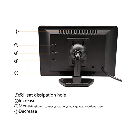 5 Inch TFT LCD Monitor Screen Display for Parking Rear View Backup Camera with 2 Optional Bracket(Suckers Mount and Normal Adhesive Stand), Camera not Included, Monitor Only,Support 9-36V