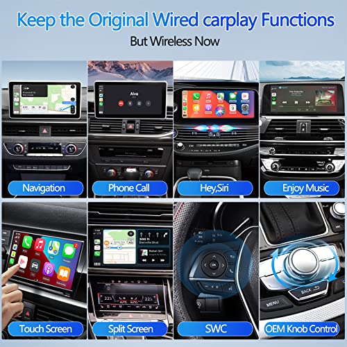 2023 Upgrade Wireless CarPlay Adapter for Factory Wired CarPlay, Apple Wireless CarPlay Dongle Converts Wired to Wireless,Plug & Play Magic Box Carplay Easy Use Fit for Cars from 2015 & iPhone iOS 10+