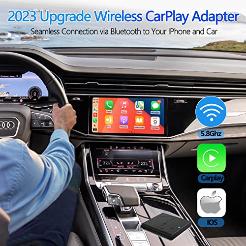 2023 Upgrade Wireless CarPlay Adapter for Factory Wired CarPlay, Apple Wireless CarPlay Dongle Converts Wired to Wireless,Plug & Play Magic Box Carplay Easy Use Fit for Cars from 2015 & iPhone iOS 10+