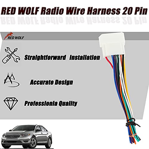 RED WOLF 20 Pin Radio Wire Harness Replacement for Select 2007-2019 Mitsubishi Lancer Outlander Mirage Stereo Install Connector Adapter Plug