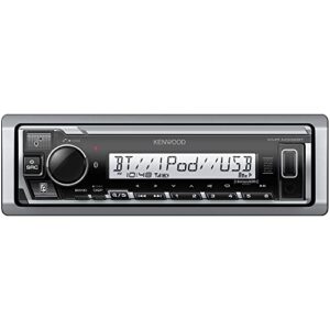 kenwood kmr-m332bt car & marine stereo – single din, bluetooth audio, usb mp3, aux in, am fm radio siriusxm ready, weatherproof, multi color illumination