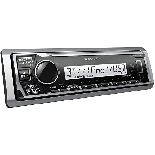 KENWOOD KMR-M332BT Car & Marine Stereo - Single Din, Bluetooth Audio, USB MP3, Aux in, AM FM Radio SiriusXM Ready, Weatherproof, Multi Color Illumination