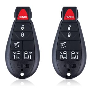 car key fob keyless entry remote fits chrysler town and country 2008-2015 / dodge grand caravan 2008-2014 replacement for p/n: m3n5wy783x (5+1 buttons) pack of 2