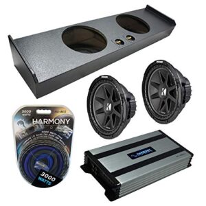 compatible with 2009-2020 ford f-150 super crew truck kicker bundle comp c12 dual 12″ rhino coated sub box enclosure & harmony ha-a800.1 amp