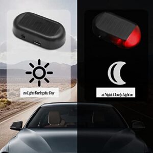 Car Solar Power Simulated Dummy Alarm Warning Anti-Theft LED Flashing Security Light Fake Lamp((2Red)