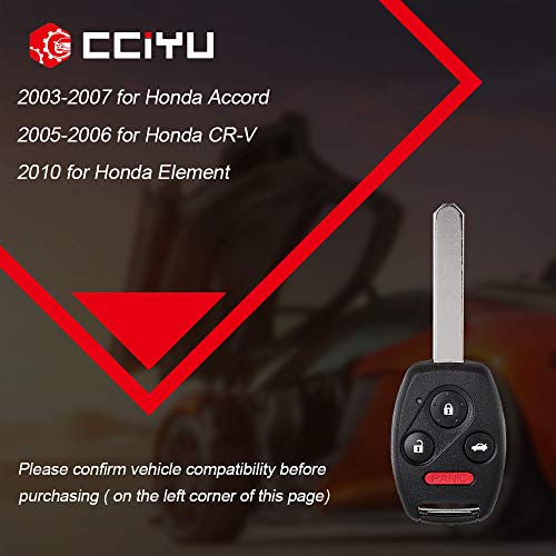 cciyu Replacement Remote Head Ignition Key Keyless Entry Combo 1 X 4 Buttons Replacement for Honda for Accord/for CR-V/for Element OUCG8D-380H-A