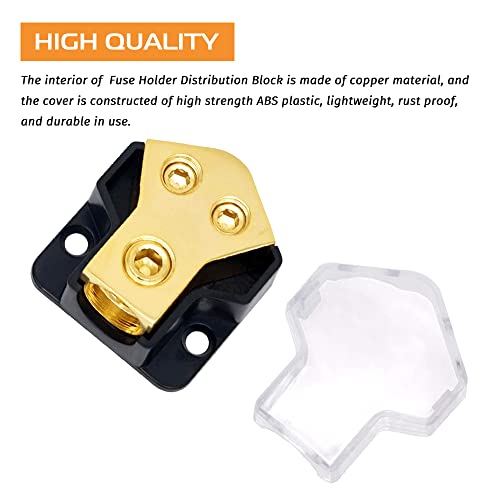 KEDAKEJI 1PACK 0/2/4 Gauge in 4/8 Gauge Out 2 Way Amp Copper Power Distribution Block for Car Audio Splitter